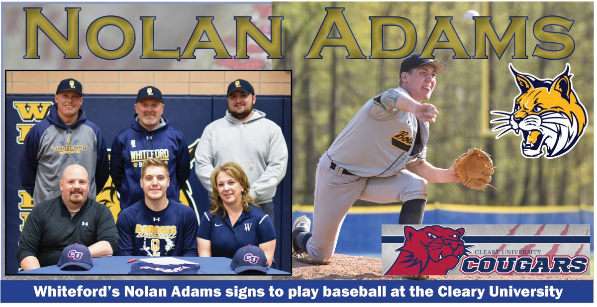 Adams signs with Cleary University for baseball – WHITEFORD BOBCAT SPORTS